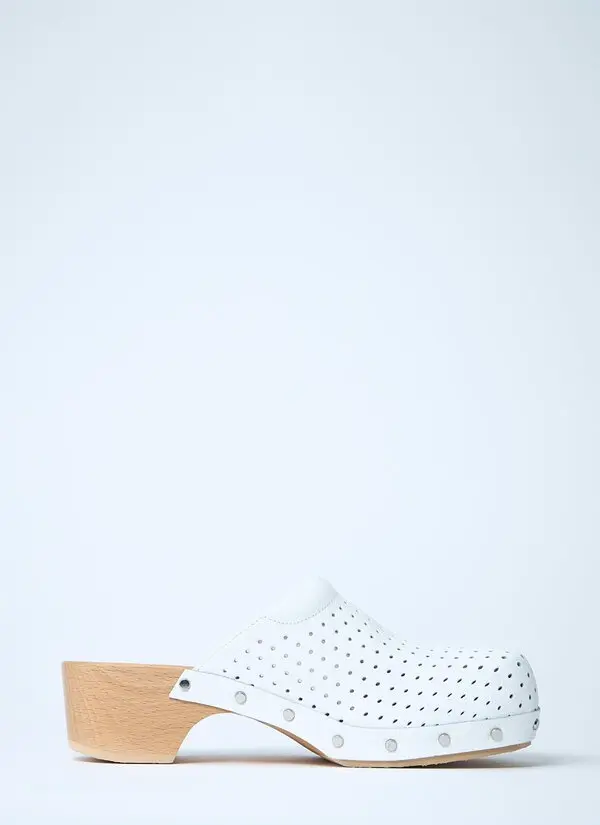 Balenciaga Perforated Heeled Clogs - White