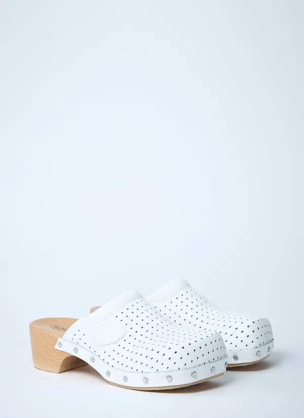 Balenciaga Perforated Heeled Clogs - White