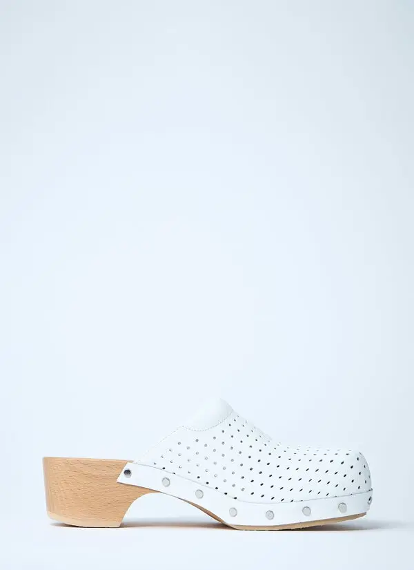 Balenciaga Perforated Heeled Clogs - White