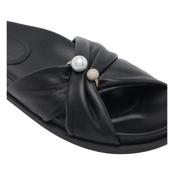 JIMMY CHOO Raffia Flat Sandals - Black