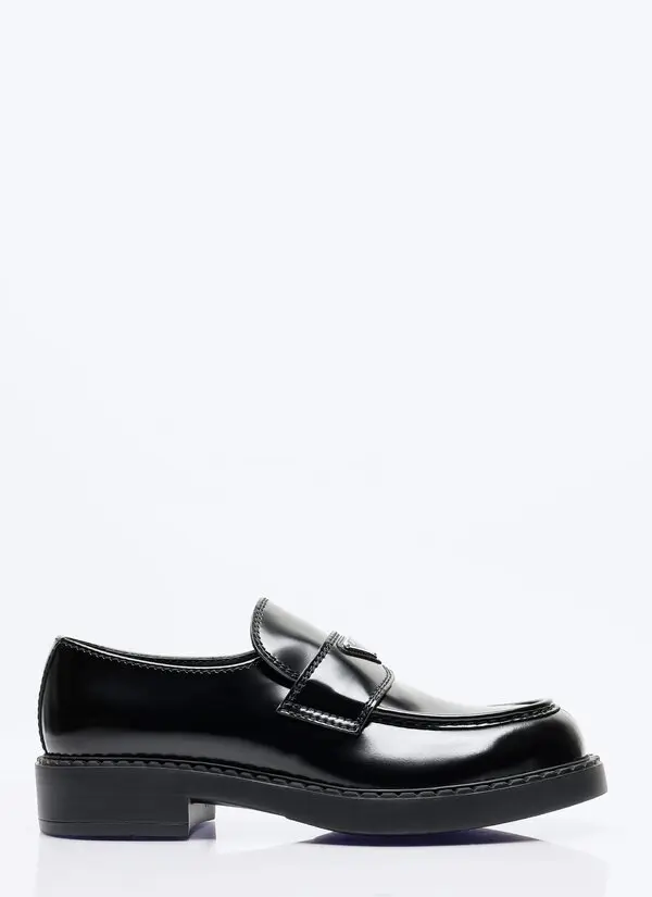 Prada Brushed Leather Loafers - Black