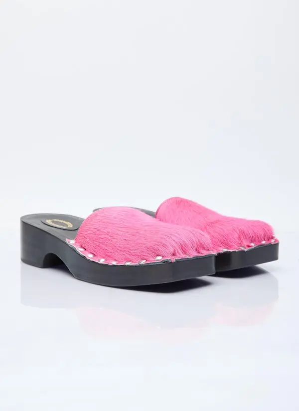 Acne Studios Hairy Wood Clogs - Pink