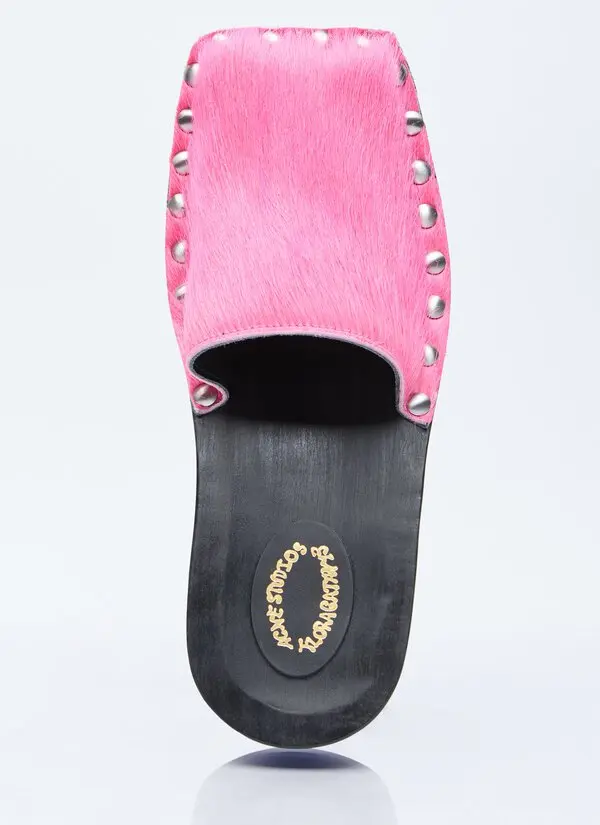 Acne Studios Hairy Leather Clogs - Pink
