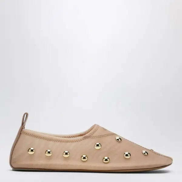 Chloé Rita Blushy Beige Ballet Flats In Transparent Mesh - Cream