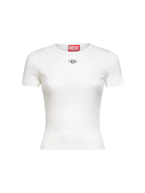 DIESEL® White Ribbed Stretch Jersey T-ele-long-od T-shirt - Multicolor