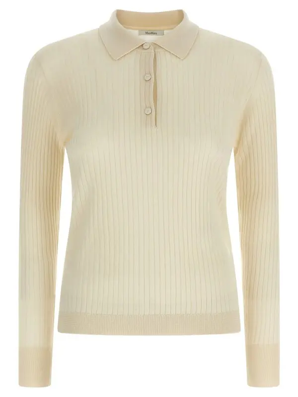 Max Mara Cashmere And Silk Blend Polo Shirt - White