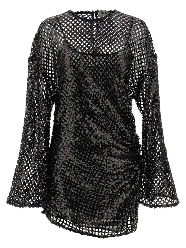 Attico Sequin Mesh Dress - Black