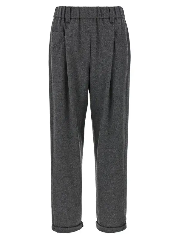 Brunello Cucinelli Wool And Cashmere Pants - Gray
