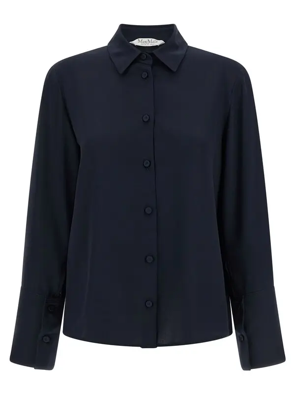 Max Mara Stretch Silk Crêpe De Chine Shirt - Blue