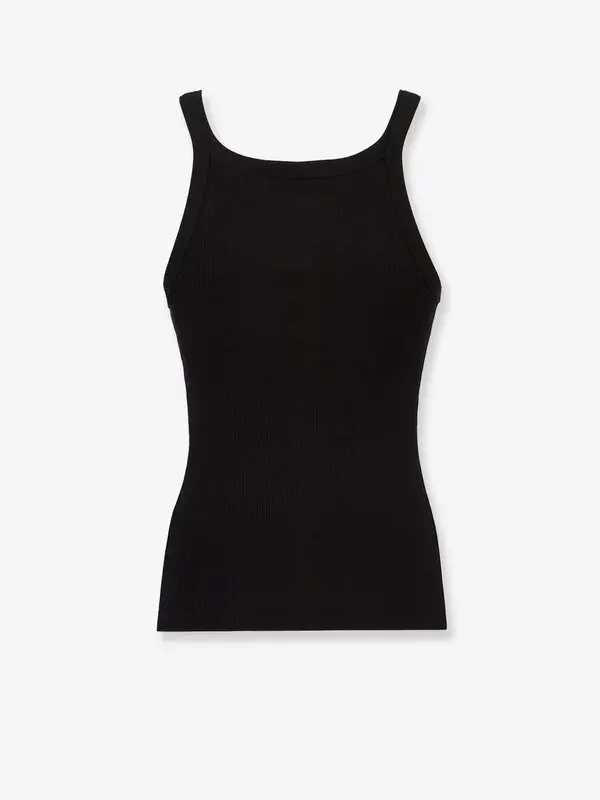 Fendi Ribbed Cotton Tank Top - Black