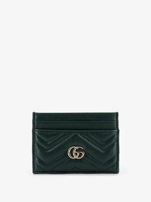 Gucci Gg Marmont Leather Card Holder - Green