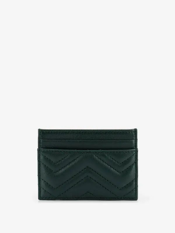 Gucci Gg Marmont Leather Card Holder - Green