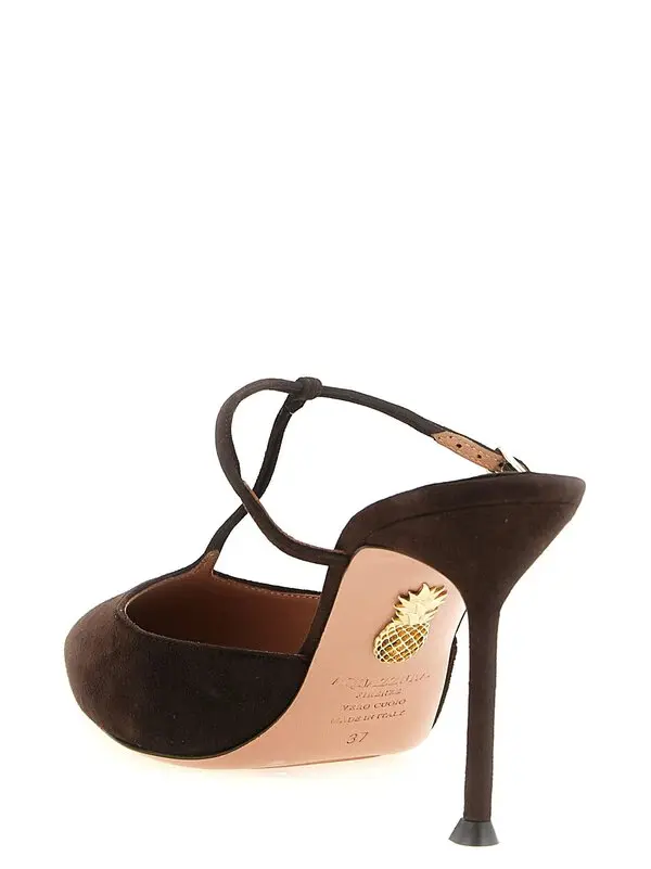 AQUAZZURA Sorbonne Suede Mules - Brown