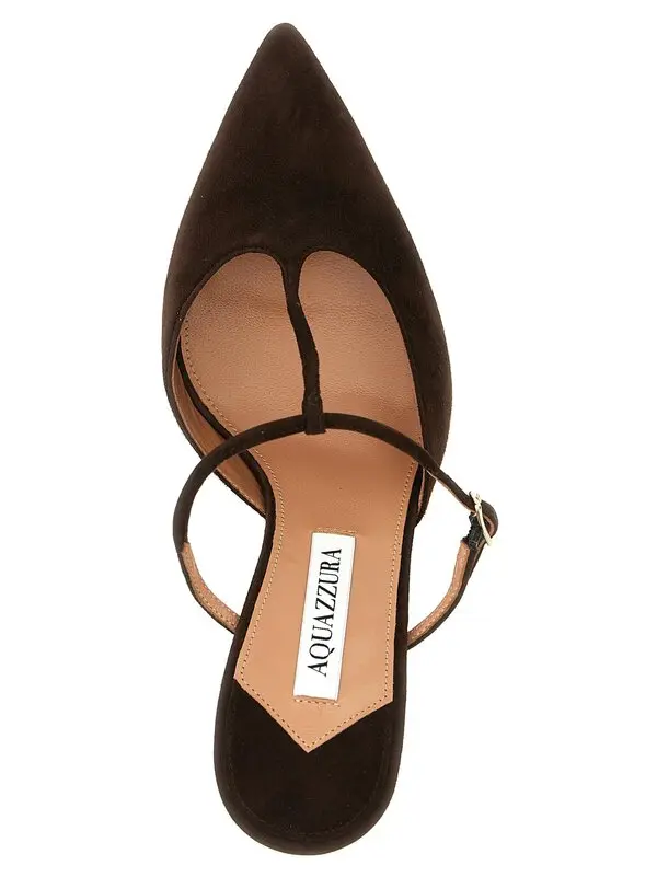 AQUAZZURA Sorbonne Suede Mules - Brown