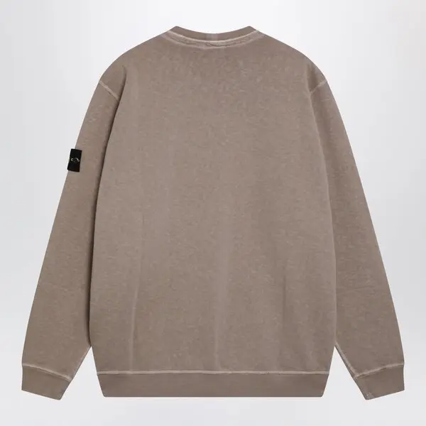 Stone Island Crewneck Sweatshirt With Old Garment-dyed Treatment In Slub Cotton In Beige - Cream