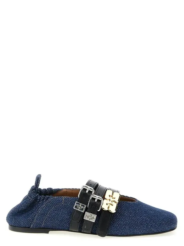 GANNI Sue Triple' Ballet Flats - Blue