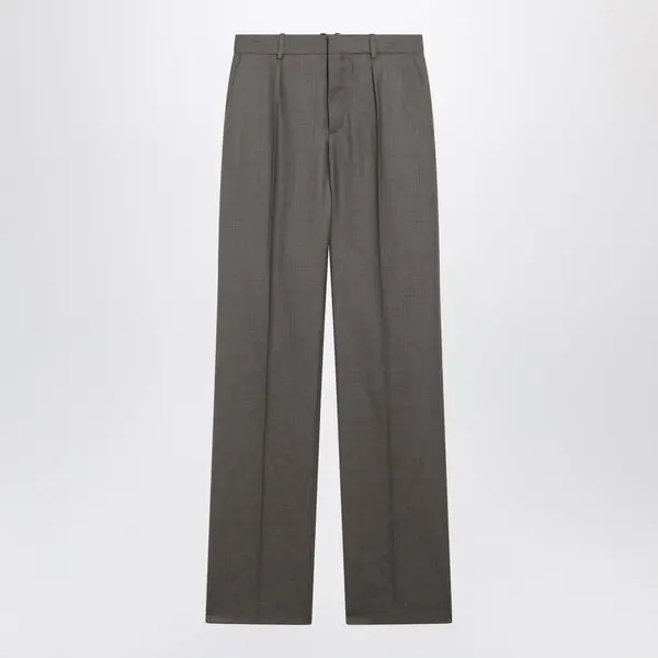 Saint Laurent Mid-rise Tailored Wool Trousers - Brown