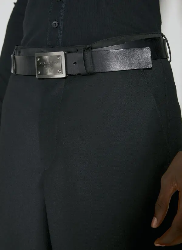 Dolce & Gabbana Logo Plaque Leather Belt