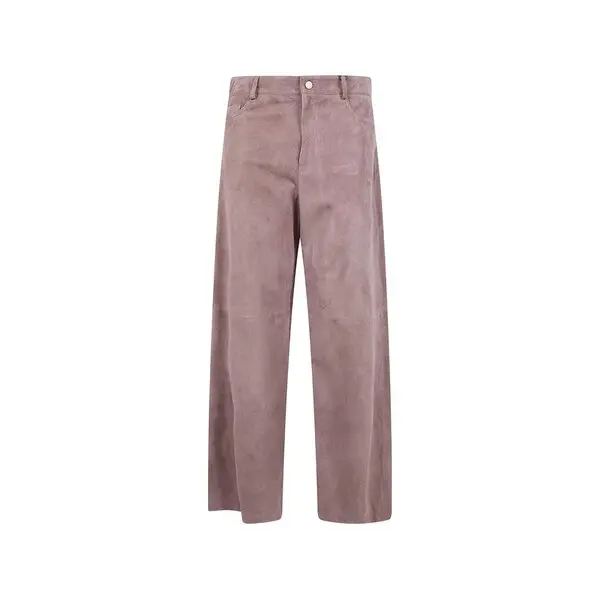 Max Mara Calf Leather Straight Trousers - Brown