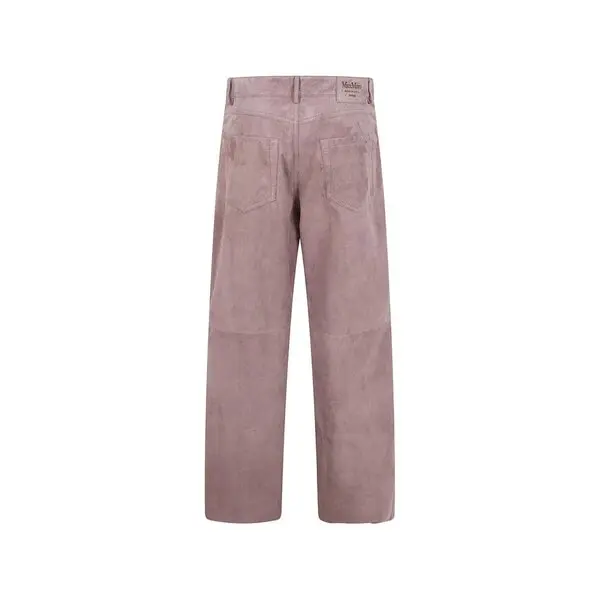 Max Mara Calf Leather Straight Trousers - Brown