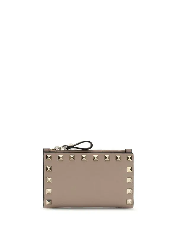 Valentino Garavani Rockstud Zip Card Holder - Cream