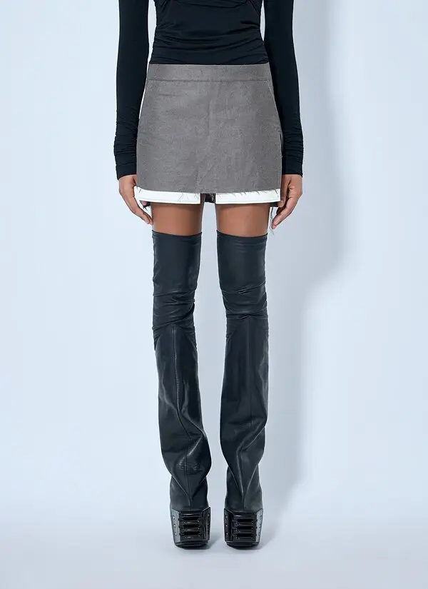 Rick Owens Fog Cutoff Mini Skirt - Gray