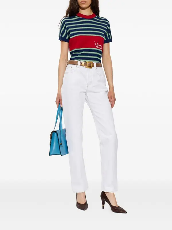 Versace Striped Cotton T-shirt - Multicolor