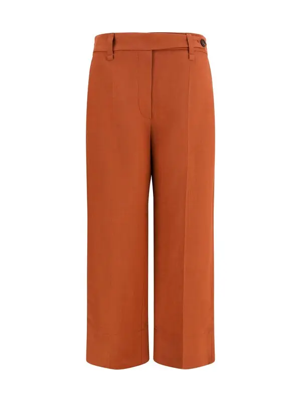 Brunello Cucinelli Cigarette Pants In Fluid Viscose And Linen Twill - Brown