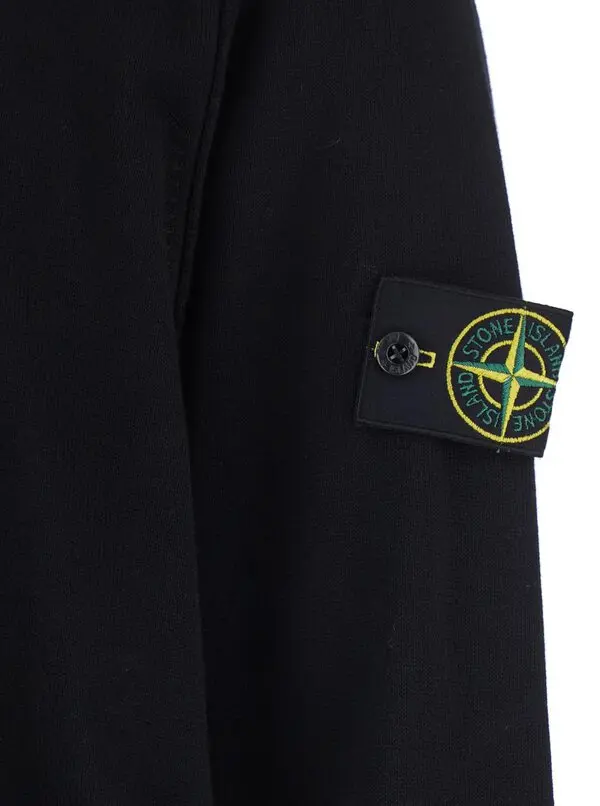 Stone Island Black T-shirt With Long Sleeves And Logo Patch On The Sleeve In Cotton For - Multicolor