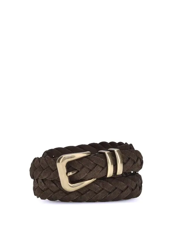 Brunello Cucinelli Leather Woven Belt - Brown