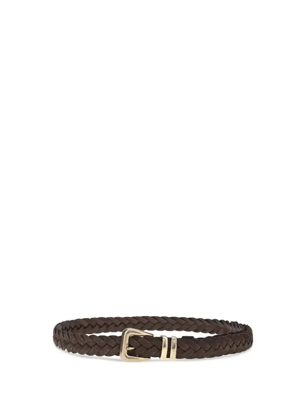 Brunello Cucinelli Leather Woven Belt - Brown