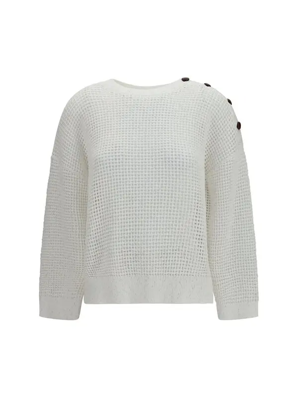 Brunello Cucinelli Openwork Sweater With Shoulder Buttons