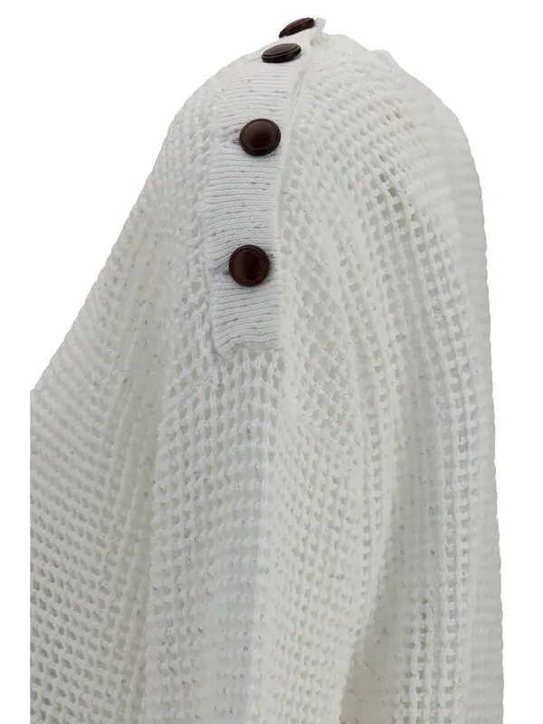 Brunello Cucinelli Openwork Sweater With Shoulder Buttons