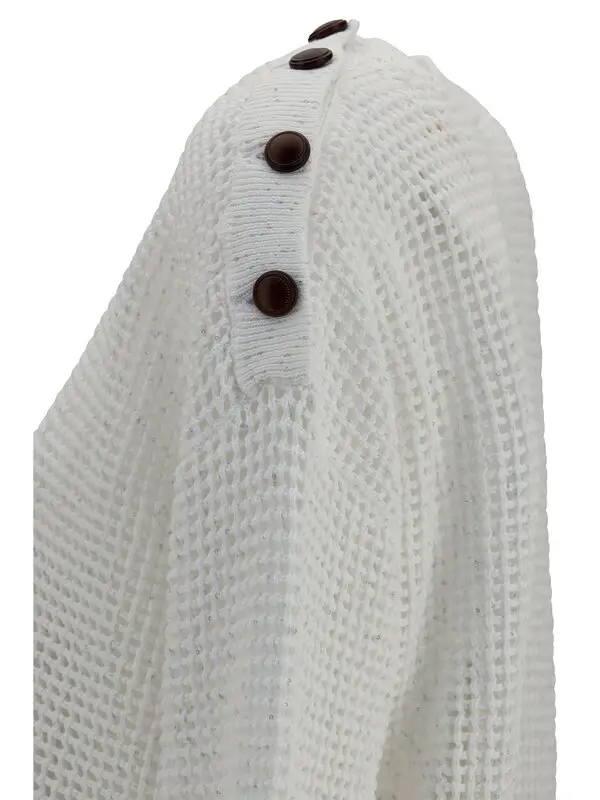 Brunello Cucinelli Openwork Sweater With Shoulder Buttons