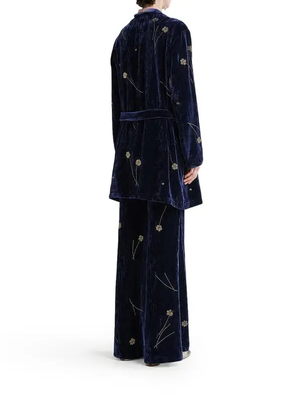 FORTE_FORTE Embroidered Velvet Trousers - Multicolor