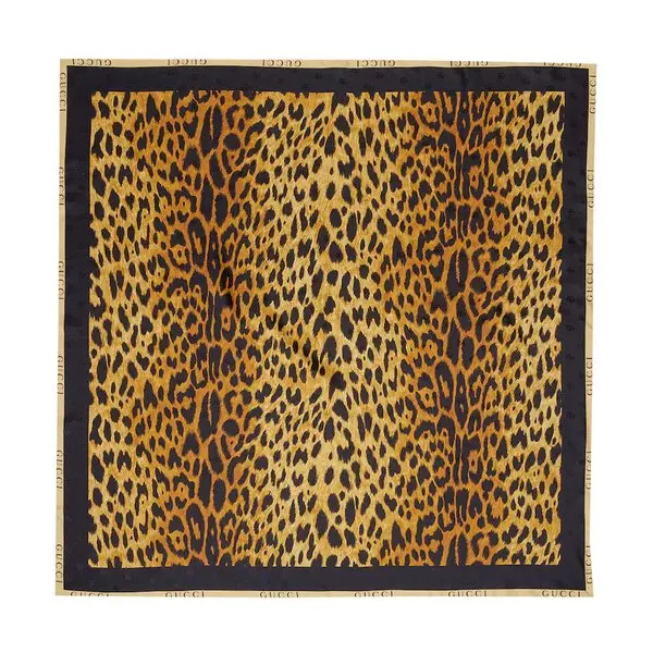 Gucci Printed Silk Twill Carre - Brown