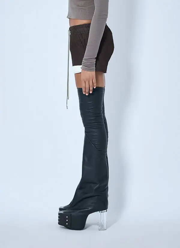Rick Owens Leather Layered Shorts