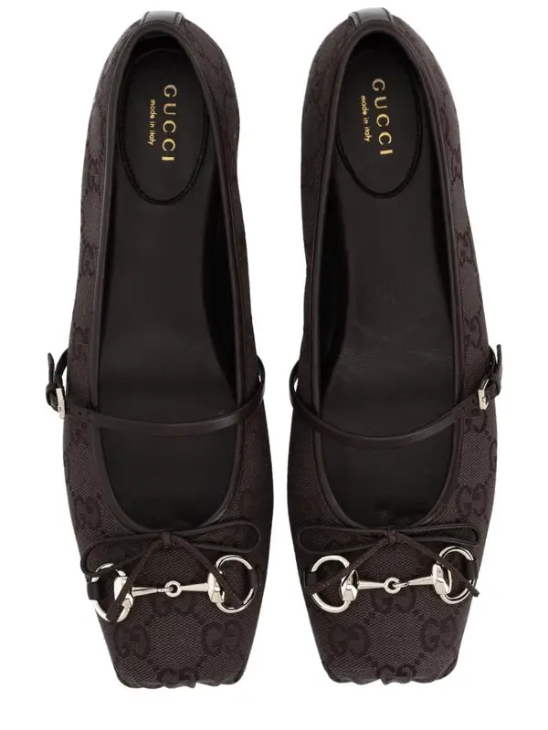 Gucci Monogram Ballerina Flats - Brown