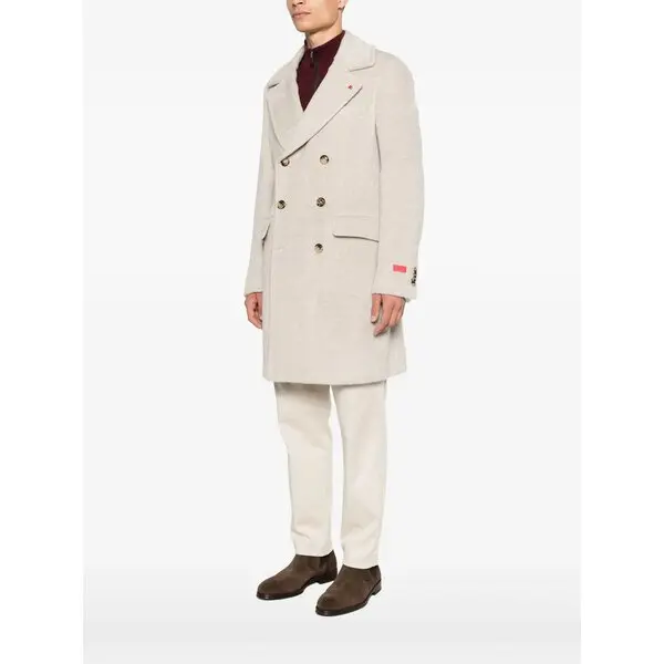 Isaia Neutrals Coats Double Breasted Coats
