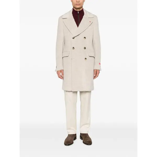 Isaia Double-breasted Wool And Alpaca Blend Overcoat