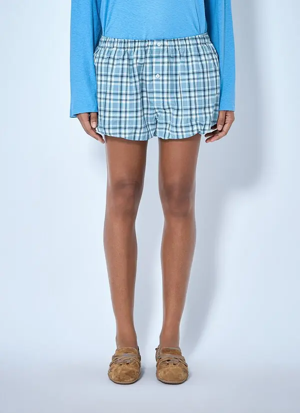 Acne Studios Gathered Check Shorts - Blue