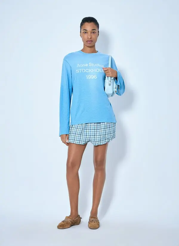 Acne Studios Gathered Check Shorts