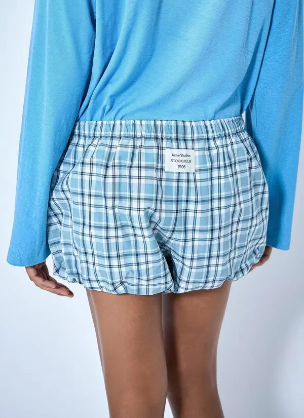 Acne Studios Gathered Check Shorts