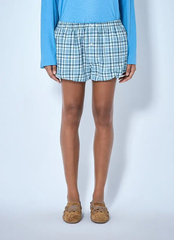 Acne Studios Gathered Check Shorts - Blue