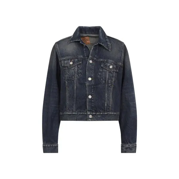 Balenciaga Off-shoulder Denim Jacket - Blue