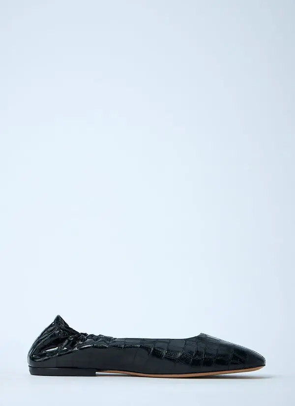 Dries Van Noten Croc-embossed Ballerina Flats - Black
