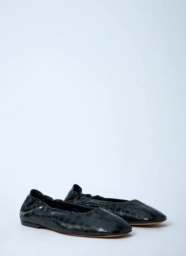 Dries Van Noten Croc-embossed Ballerina Flats