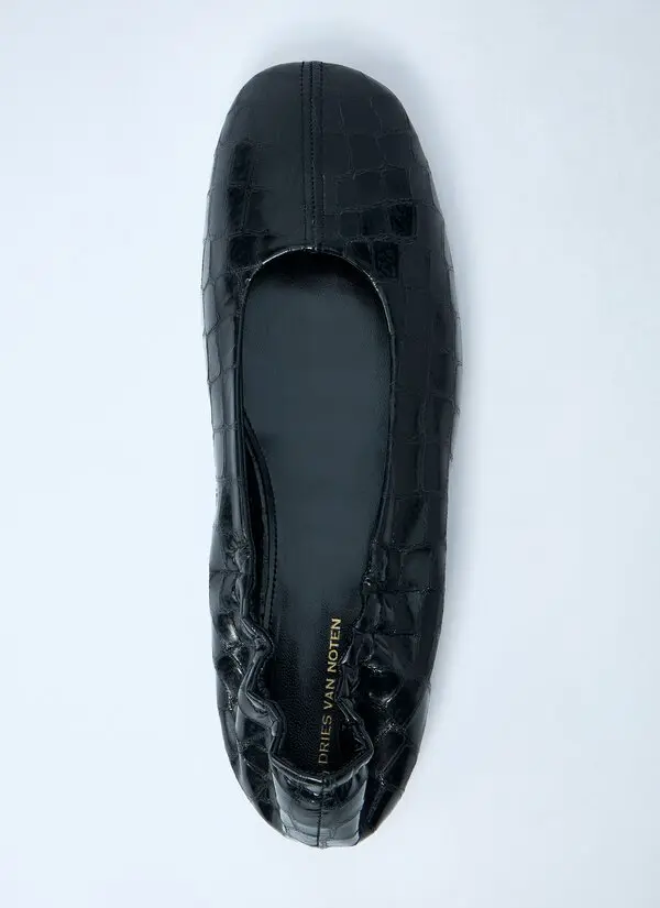 Dries Van Noten Croc-embossed Ballerina Flats