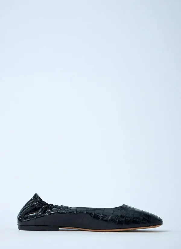 Dries Van Noten Croc-embossed Ballerina Flats - Black