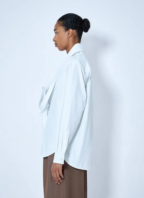 Saint Laurent Lavallière Shirt In Cotton Poplin - White